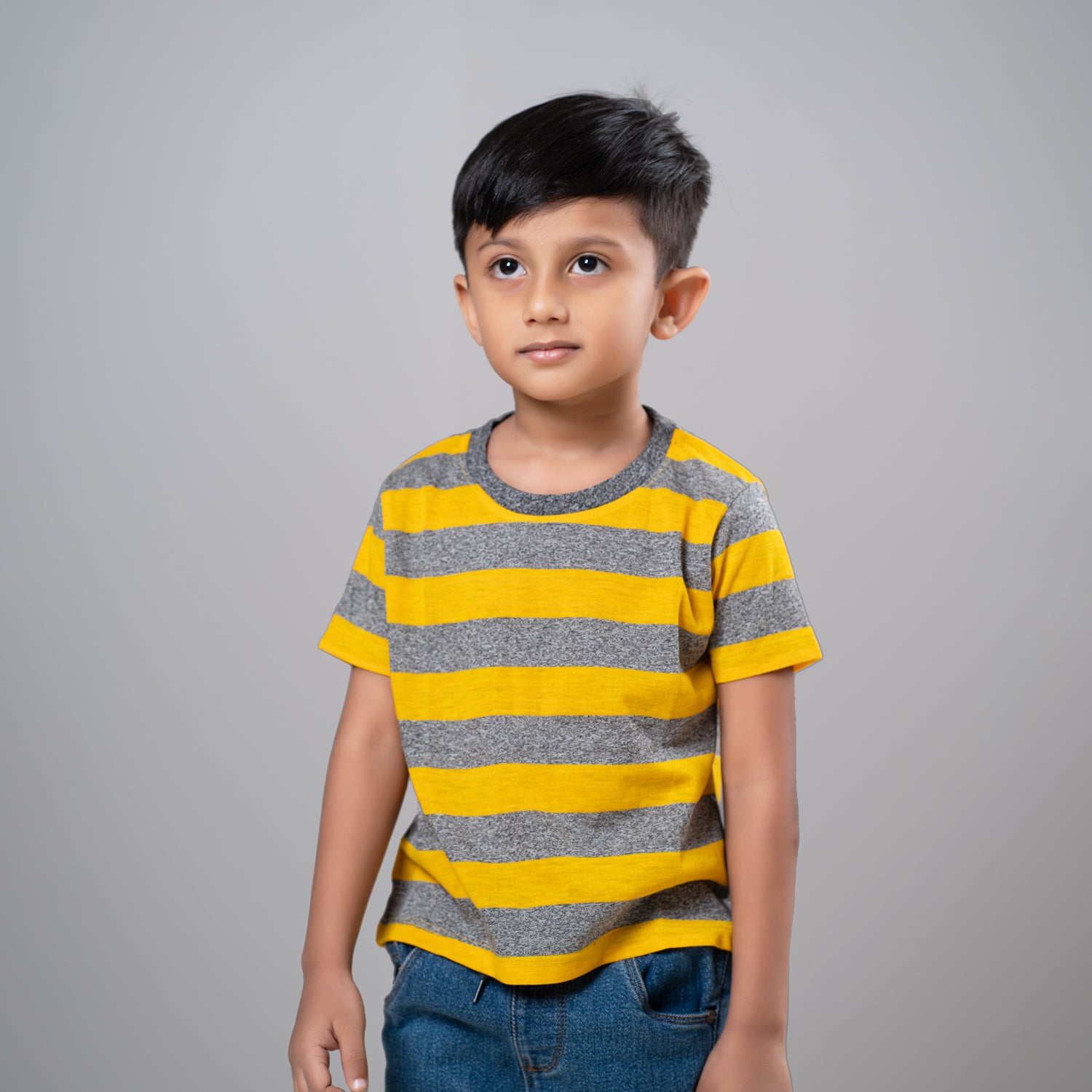 Kids Stripe T-Shirt (Yellow & Grey) – AIO Mart